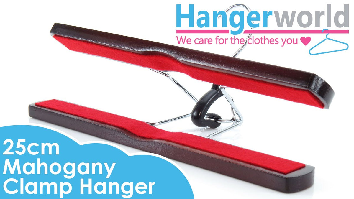 HANGERWORLD - Wooden Clamp Trouser Hanger - Mahogany - 25cm by Hangerw ...